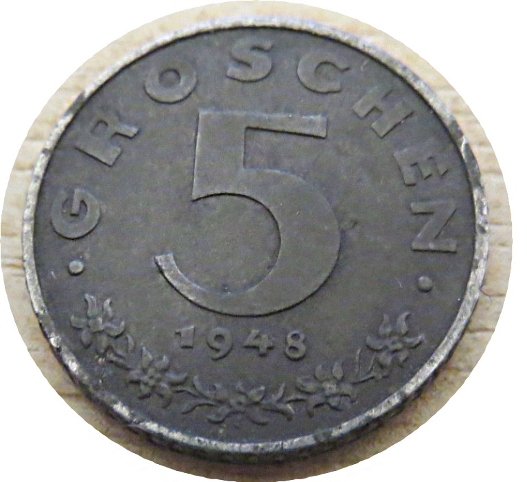 5 Groschen 1948 10 Groschen 1948 Münzen Österreich Austria coins ...